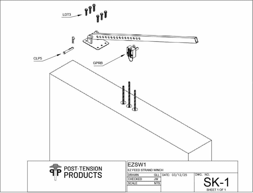 CLP5 EZ Feed Strand Winch 5" Clevis Pin | Post-Tension Products